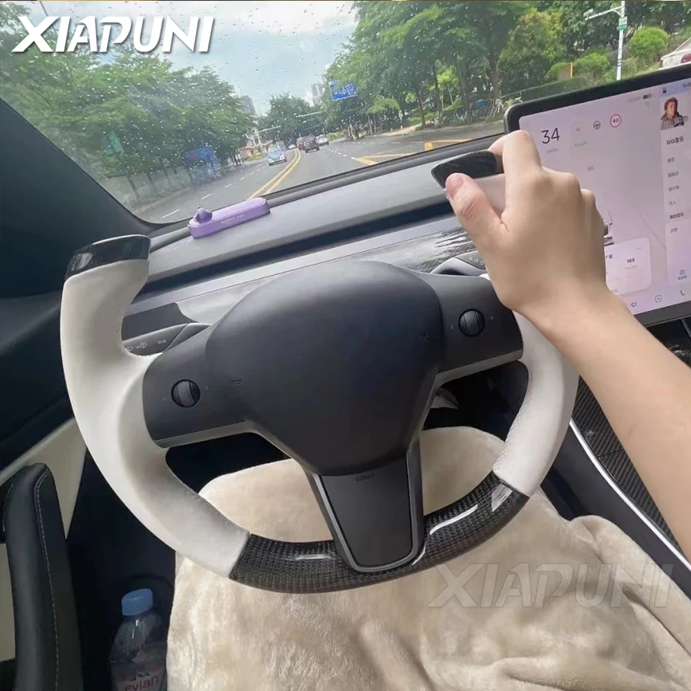 For Tesla Steering Wheel Model Y / Model 3 2016-2020 100% Carbon Fiber ...